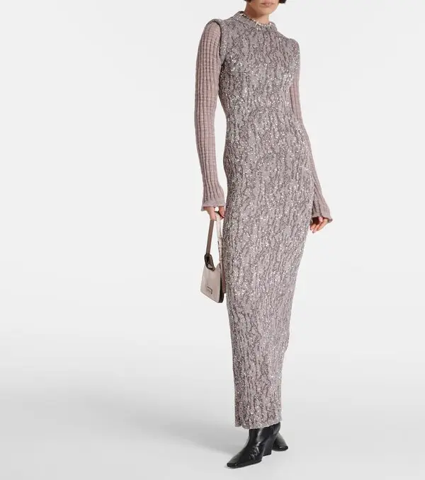 Acne Studios Sequined Jacquard Maxi Dress