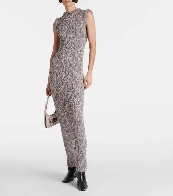 Acne Studios Sequined Jacquard Maxi Dress