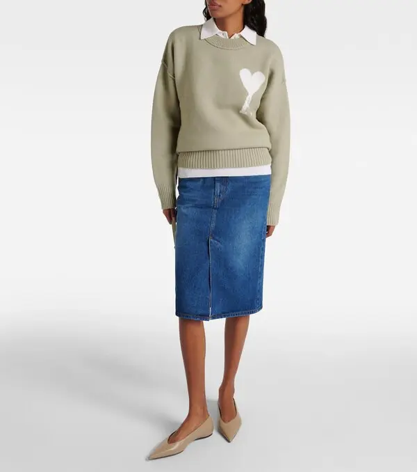 AMI Paris Denim Pencil Skirt