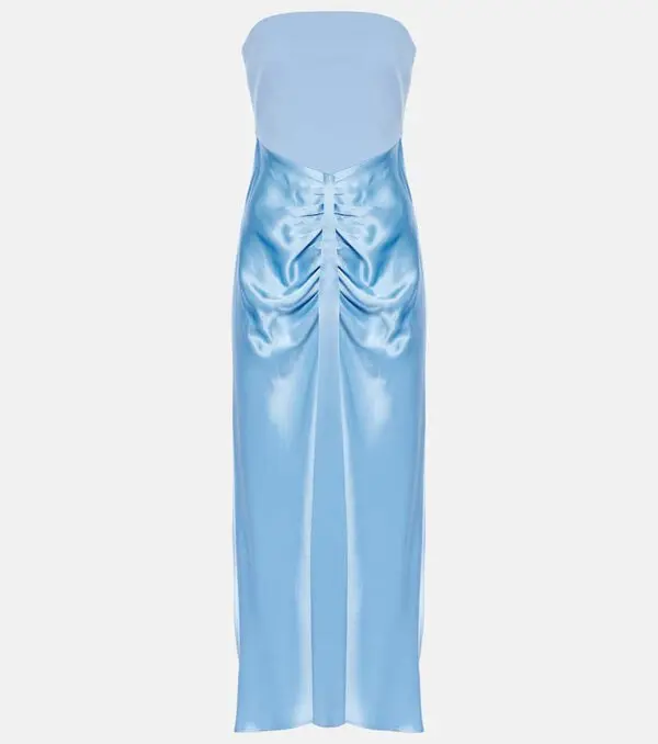 Staud Wayfaring Ponte And Satin Midi Dress