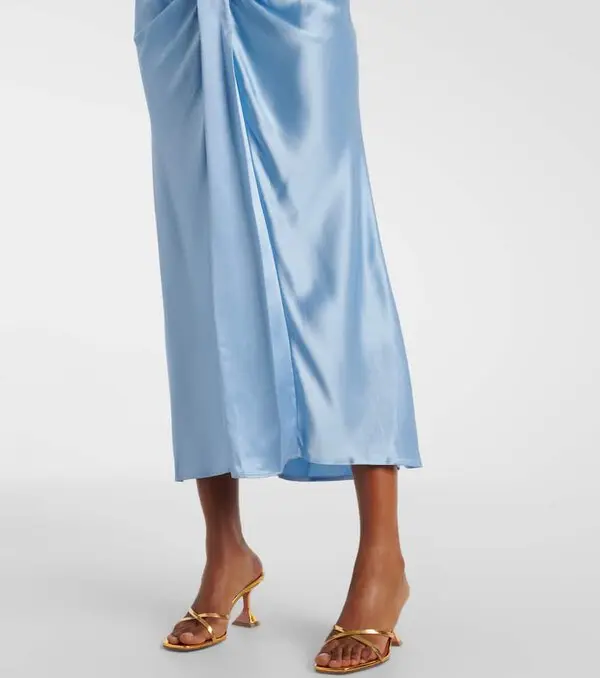 Staud Wayfaring Ponte And Satin Midi Dress
