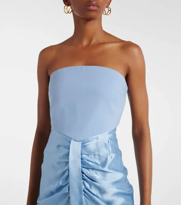 Staud Wayfaring Ponte And Satin Midi Dress
