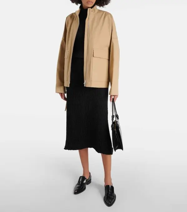 JIL SANDER A-line Cotton Bouclé Midi Skirt