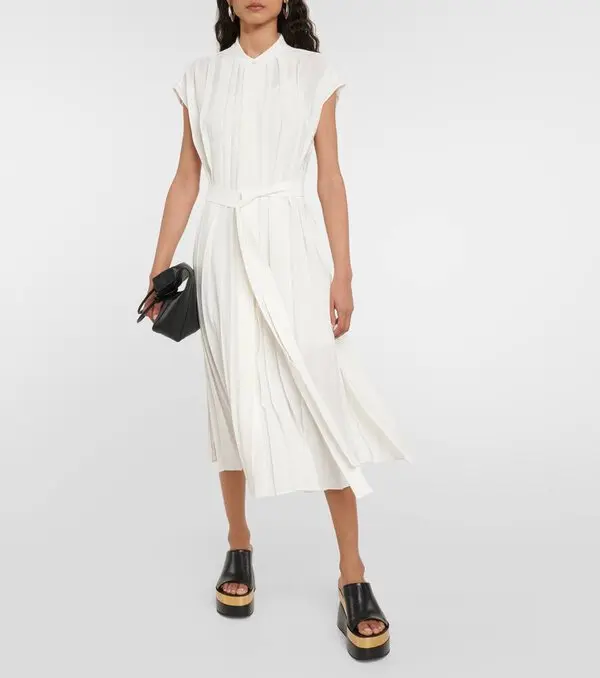 JOSEPH Davidge Pleated Midi Dress - White