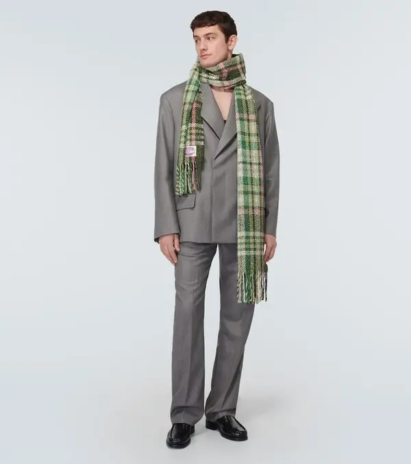 Acne Studios Fringed Checked Scarf