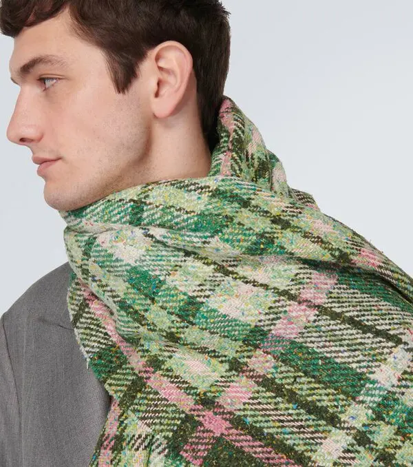Acne Studios Fringed Checked Scarf