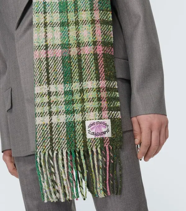 Acne Studios Fringed Checked Scarf