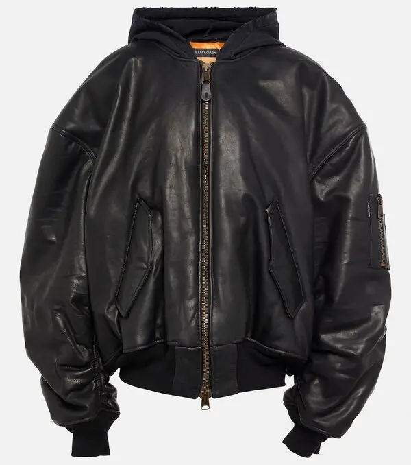 Balenciaga Oversized Leather Bomber Jacket