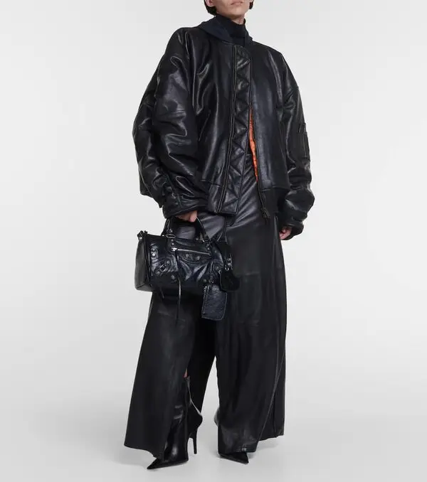 Balenciaga Oversized Leather Bomber Jacket