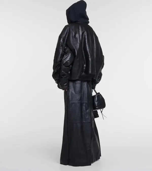 Balenciaga Oversized Leather Bomber Jacket