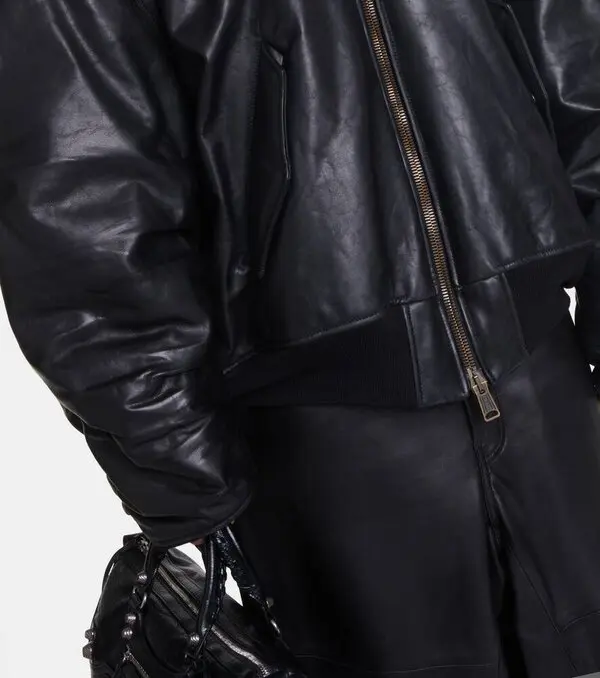 Balenciaga Oversized Leather Bomber Jacket