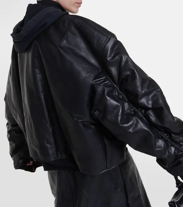 Balenciaga Oversized Leather Bomber Jacket