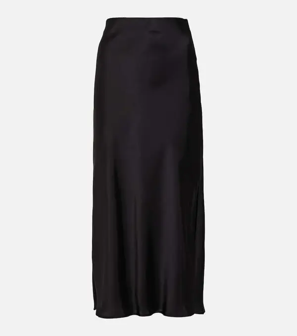 Brunello Cucinelli Satin Midi Skirt - Black