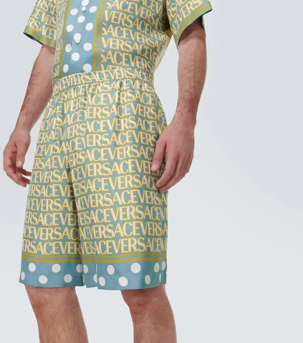 Versace Allover Silk Shorts - Multicoloured