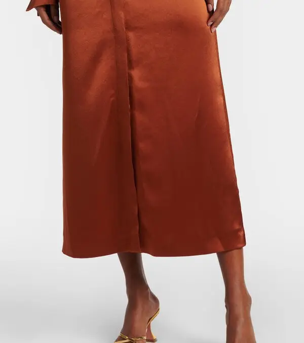 Galvan Hock Gathered Satin Midi Dress