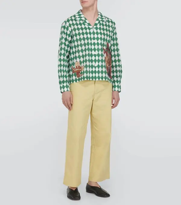 BODE Brook Wide-leg Canvas Pants - Green