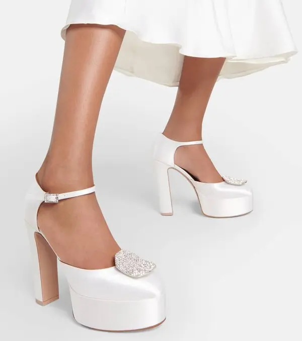 MALONE SOULIERS Satin Embellished Platform Pumps