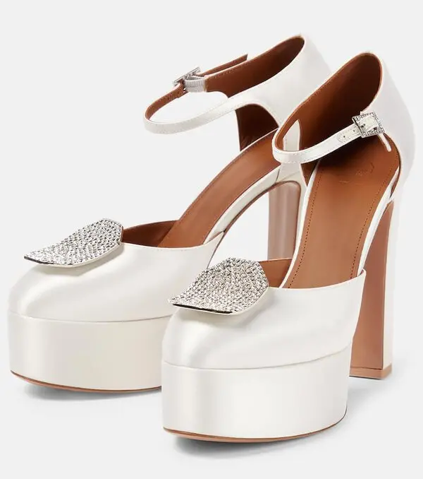 MALONE SOULIERS Satin Embellished Platform Pumps