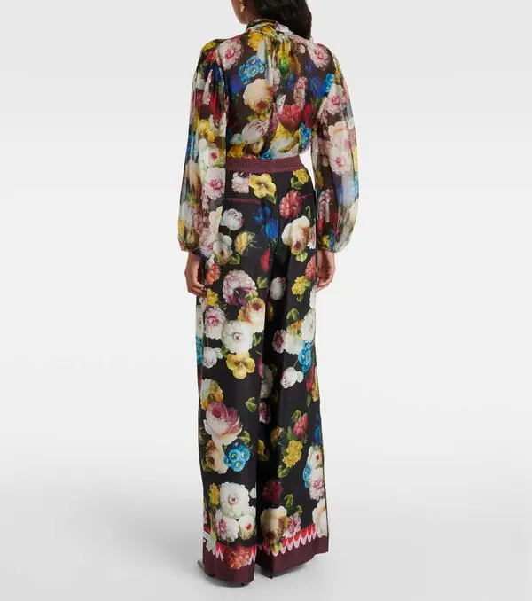 Dolce & Gabbana Floral Silk Wide-leg Trousers - Multicoloured