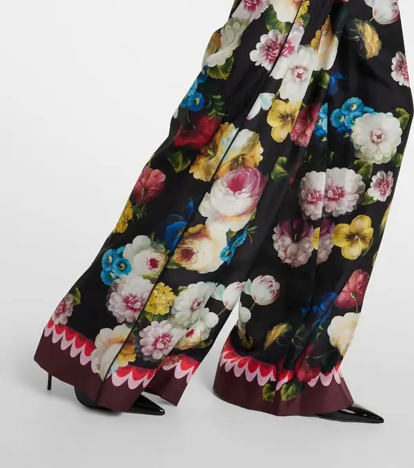 Dolce & Gabbana Floral Silk Wide-leg Trousers - Multicoloured