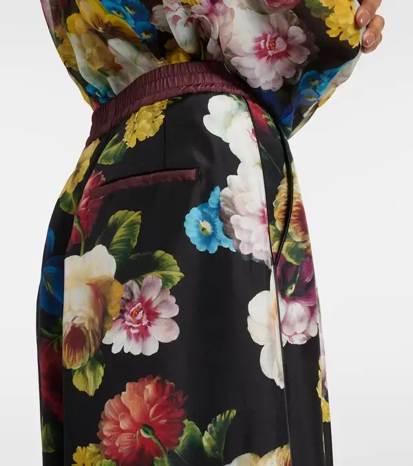 Dolce & Gabbana Floral Silk Wide-leg Trousers - Multicoloured