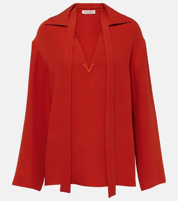 Valentino Garavani Tie-neck Silk Blouse
