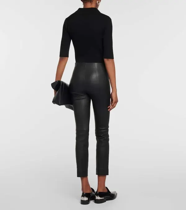Vince Cropped Slim Leather Pants