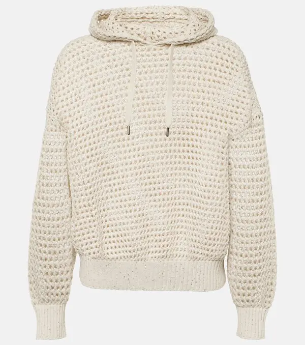 Brunello Cucinelli Open-knit Cotton-blend Hoodie