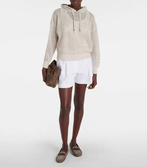 Brunello Cucinelli Open-knit Cotton-blend Hoodie