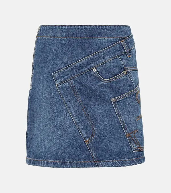JW Anderson Twisted Asymmetric Denim Miniskirt - Blue