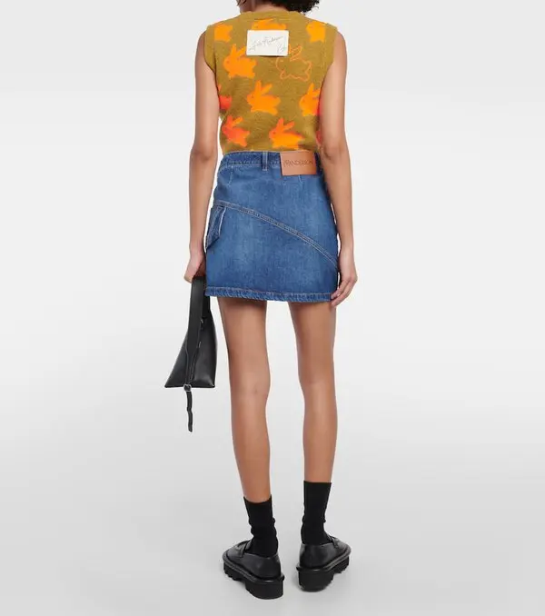 JW Anderson Twisted Asymmetric Denim Miniskirt - Blue