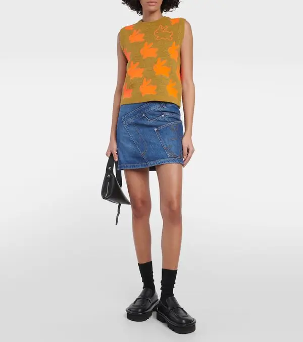 JW Anderson Twisted Asymmetric Denim Miniskirt - Blue