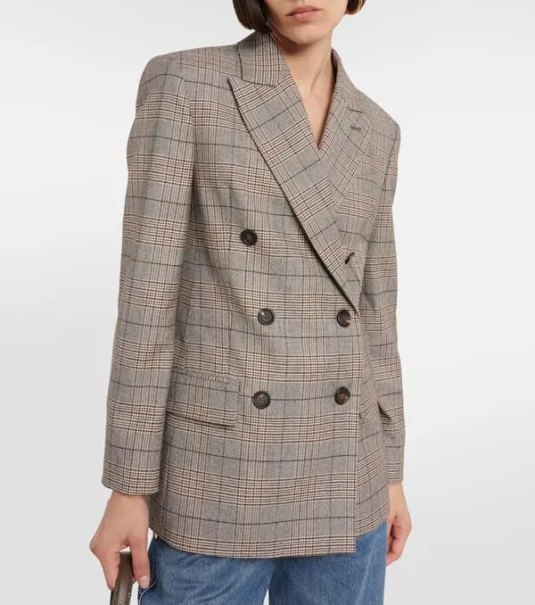 Brunello Cucinelli Checked Wool-blend Blazer