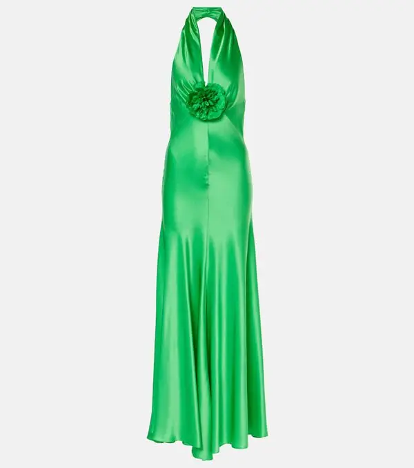 RODARTE Rose Halterneck Silk Gown
