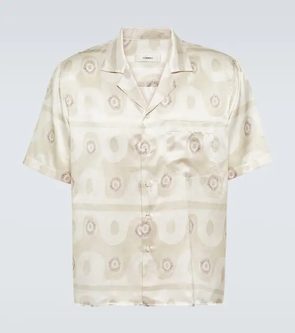 Commas Printed Silk And Cotton Shirt - Beige