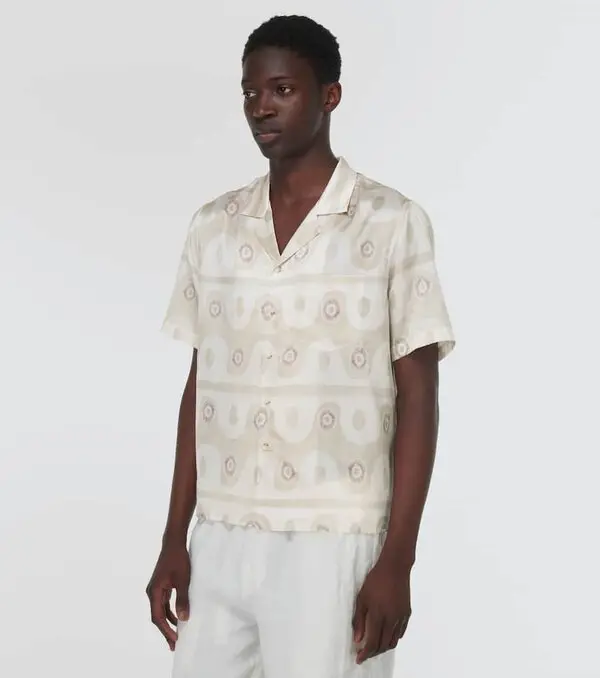 Commas Printed Silk And Cotton Shirt - Beige