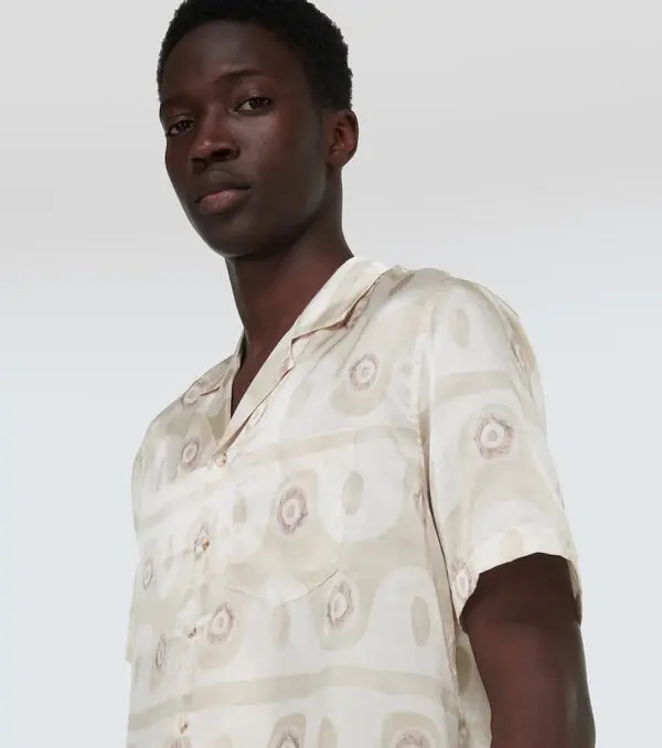 Commas Printed Silk And Cotton Shirt - Beige