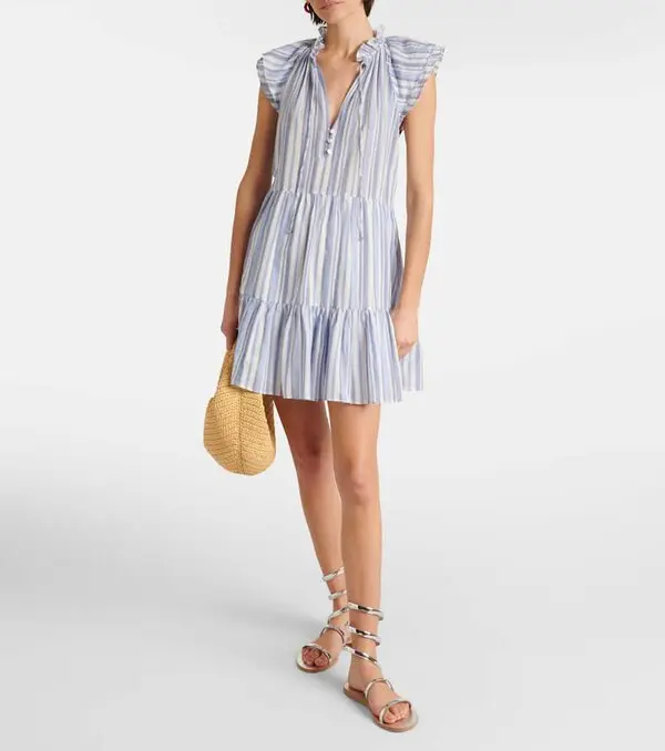 Veronica Beard Striped Cotton Mini Dress