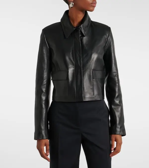 Nour Hammour Bleeker Cropped Leather Jacket