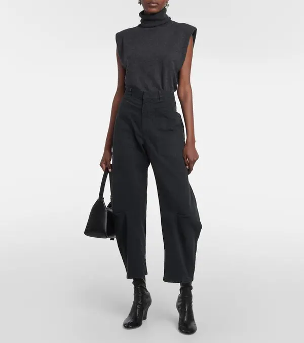 NILI LOTAN Shon Cotton Twill Trousers - Black