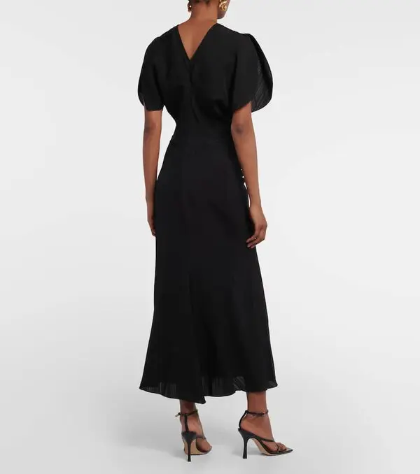 Victoria Beckham Crepe Midi Dress - Black