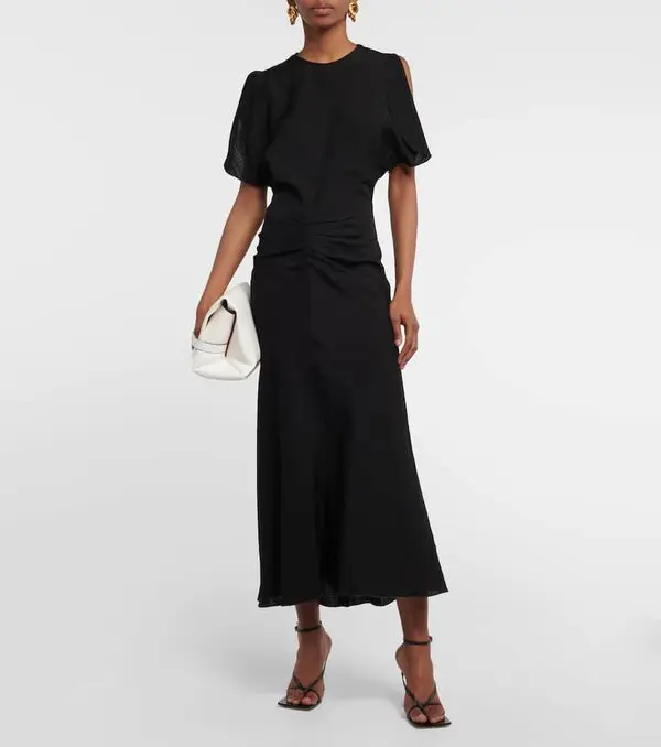 Victoria Beckham Crepe Midi Dress - Black