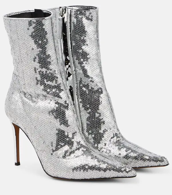 Alexandre Vauthier Sequined Ankle Boots - Silver