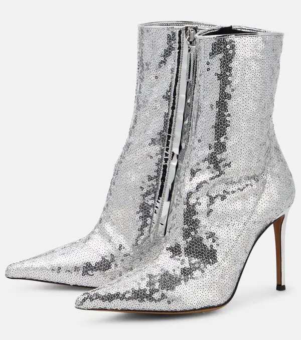 Alexandre Vauthier Sequined Ankle Boots - Silver