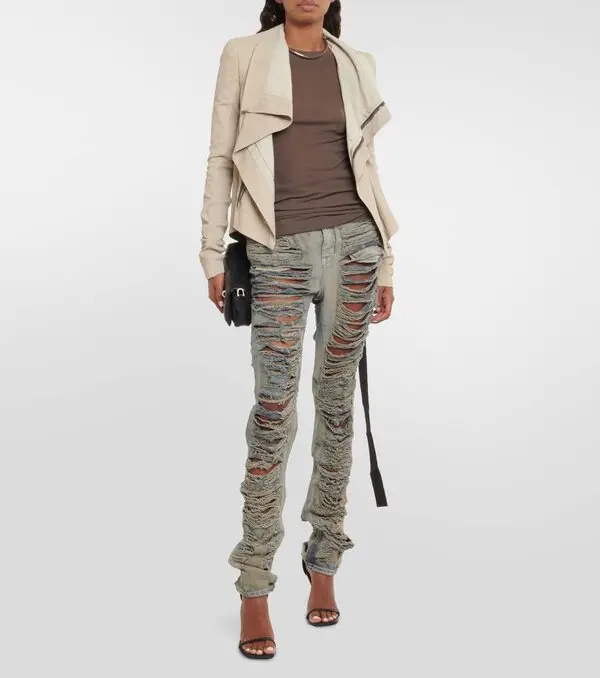 Rick Owens Distressed Low-rise Jeans