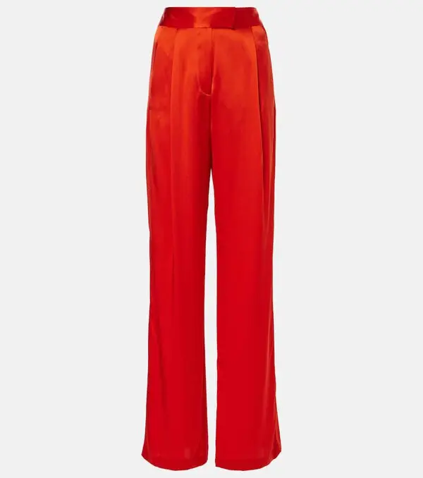 THE SEI High-rise Silk Satin Wide-leg Trousers