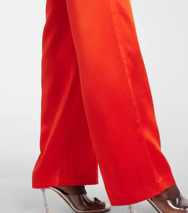 THE SEI High-rise Silk Satin Wide-leg Trousers