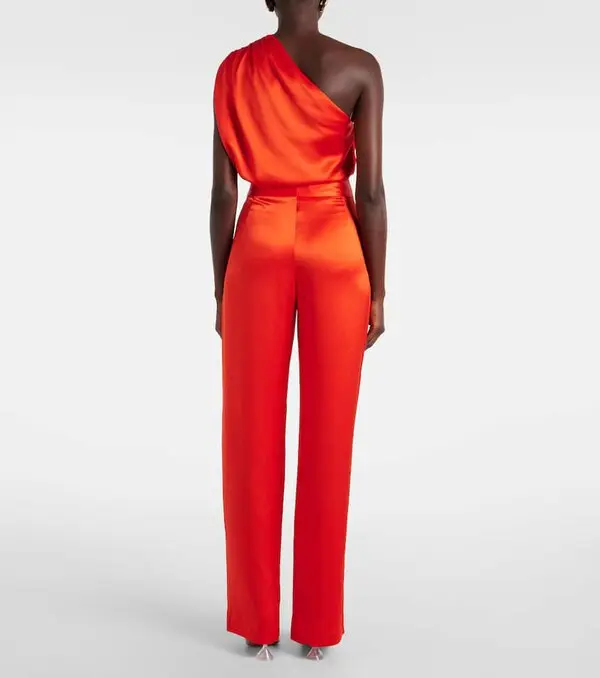 THE SEI High-rise Silk Satin Wide-leg Trousers