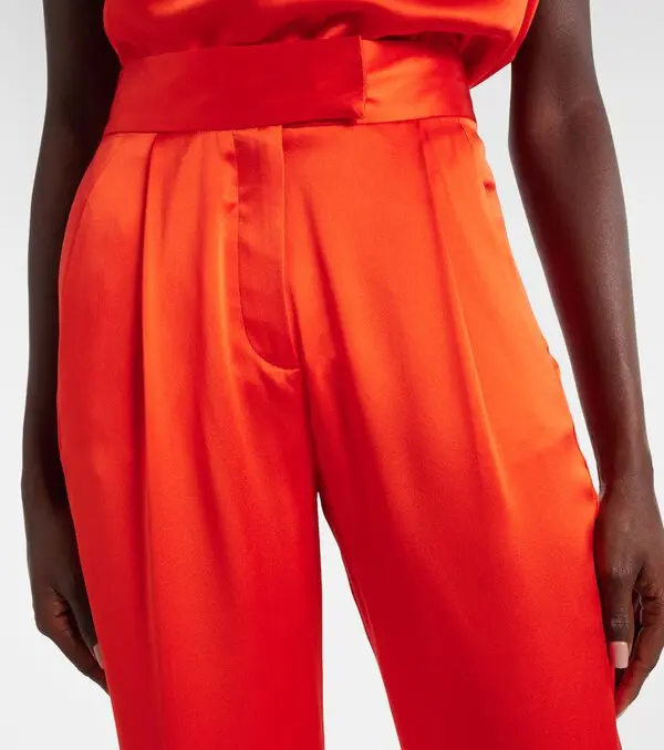 THE SEI High-rise Silk Satin Wide-leg Trousers