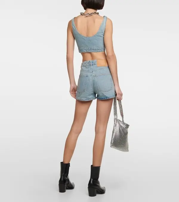 Rabanne Stud-embellished Denim Bra Top